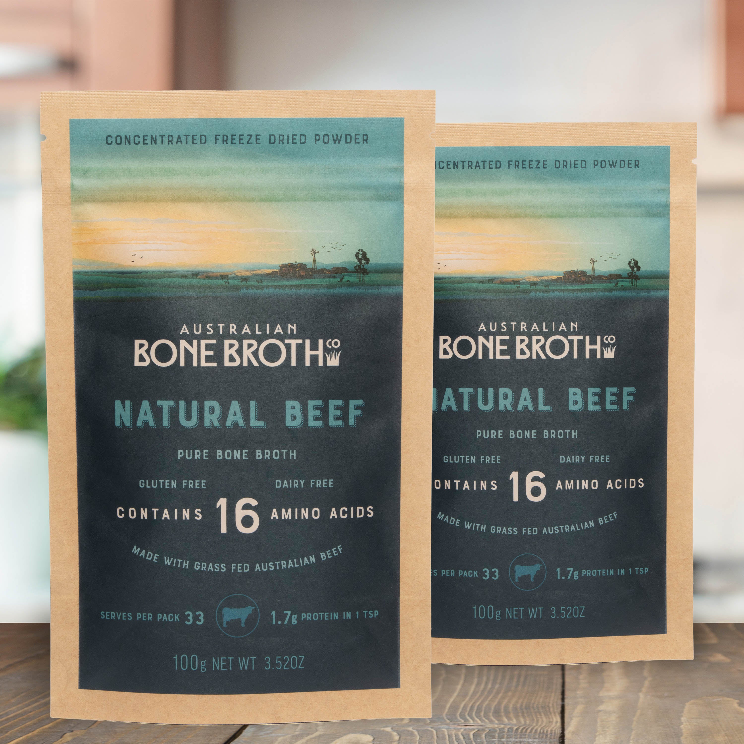 Natural Beef Bone Broth Powder - Double Pouch Bundle (2 x 100g ...